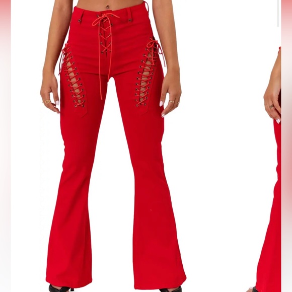 Edikted | Jeans | Edikted Red Flared Jeans | Poshmark